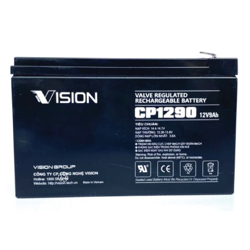 Ắc quy VISION CP1290 12V-9Ah Dùng Cho UPS, Thiết Bị Viễn Thông